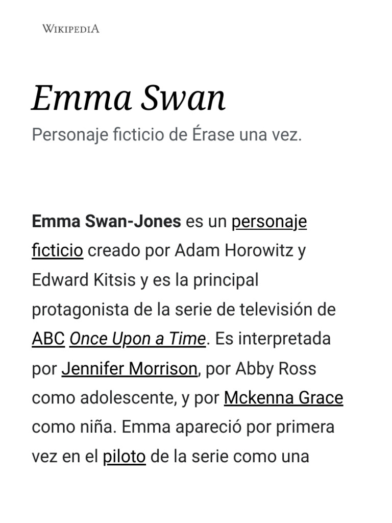 Emma Swan - Wikipedia, La Enciclopedia Libre | PDF | Clásicos
