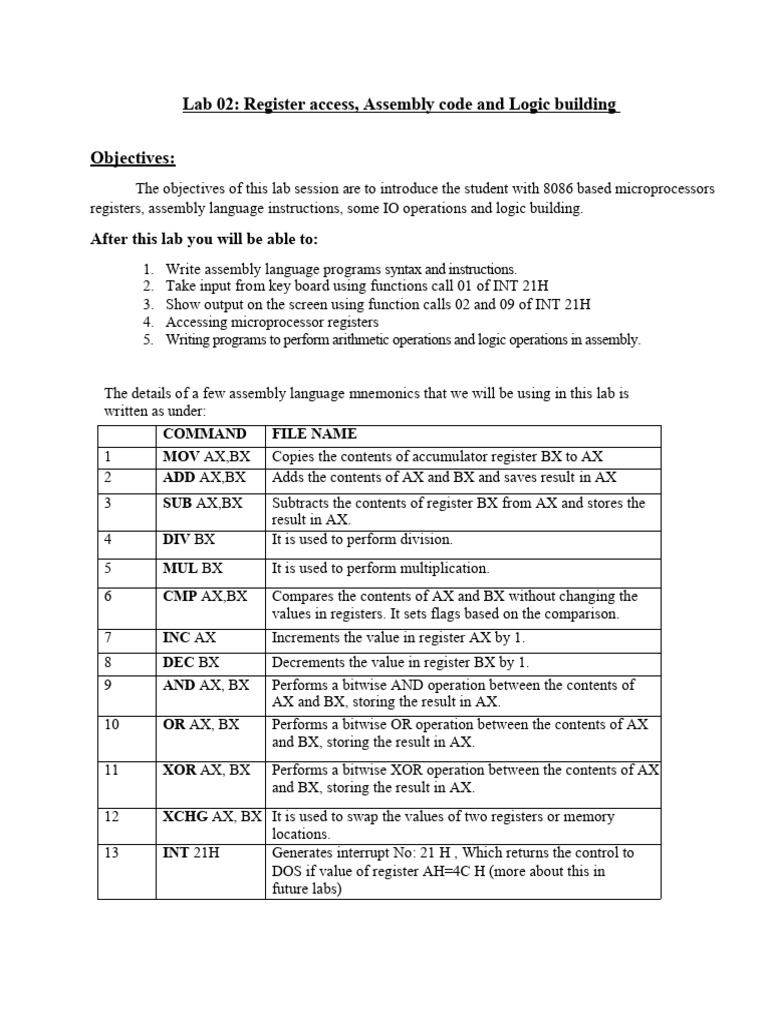 Lab 2 - MPS - MUHAMMAD ABDULAH UBAIDULLAH - 394295 | PDF | Assembly ...