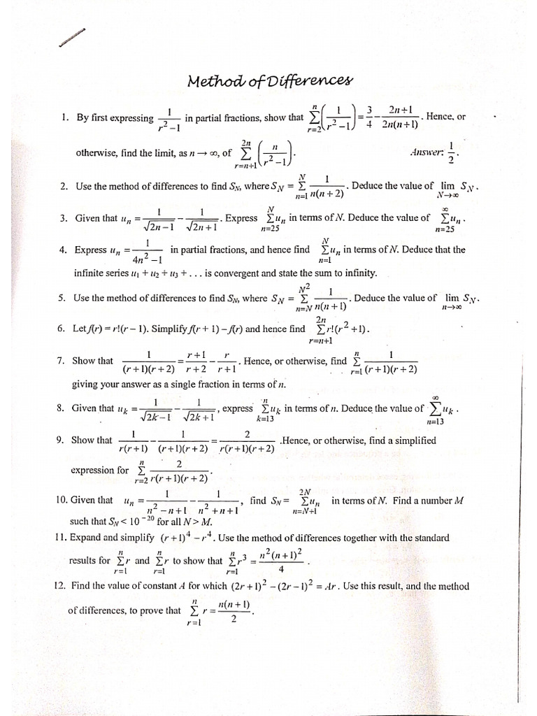 9231 Method of Differences | PDF