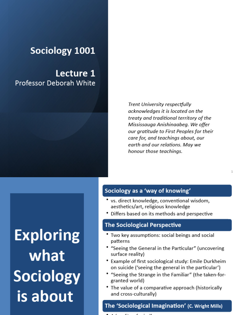 1001 Lecture 1 Slides 2023 For Students | PDF | Sociology | Émile Durkheim