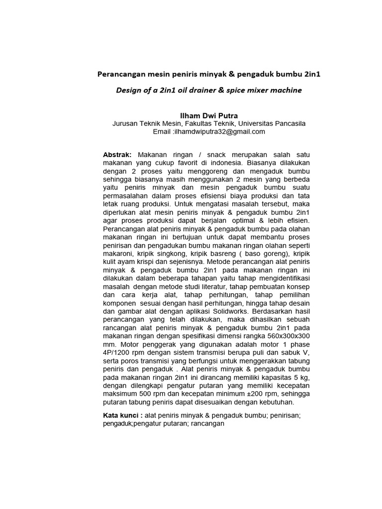 Rancangan Alat Peniris Minyak 2in1 | PDF | Bisnis | Komputer
