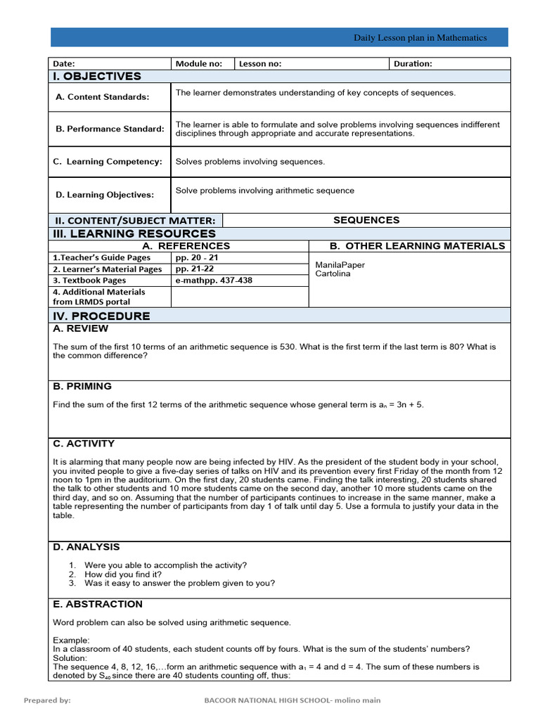 Lesson 1.7 | PDF | Learning | Sequence