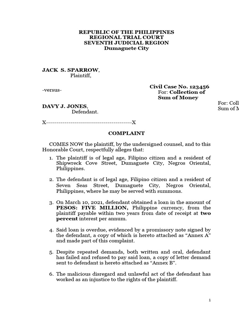 Complaint Based On Actionable Document | Download Free PDF | Complaint | Lawsuit