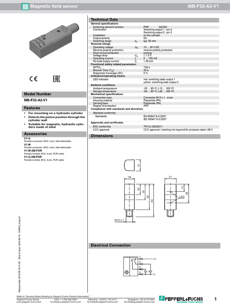 Technical Data: MB-F32-A2-V1 | PDF | Electrical Connector | Magnet