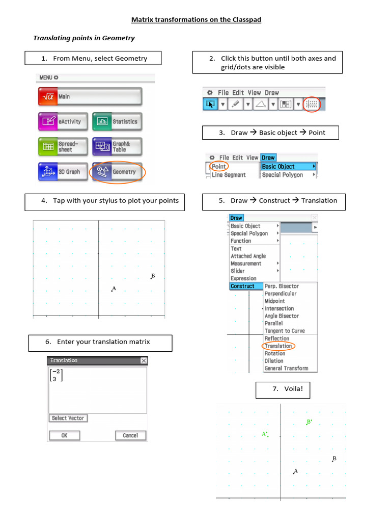 15a. Matrix Transformations On The Classpad | PDF | Shape | Matrix ...