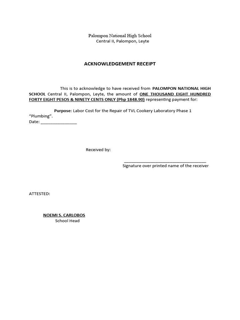 Acknowledgement Receipt Labor | PDF