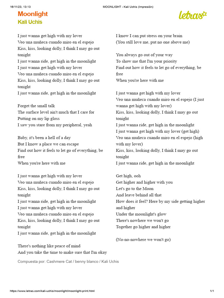 MOONLIGHT Letra | PDF