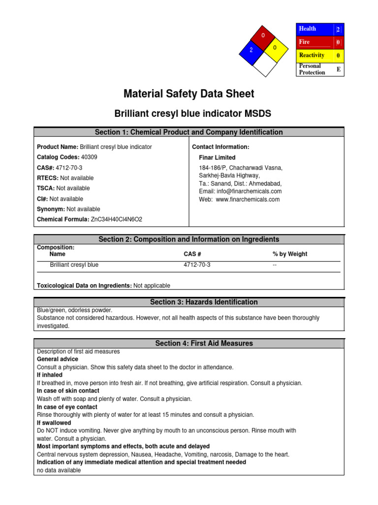 Dokumen - Tips - Material Safety Data Sheet Cresyl Bluepdf Material ...