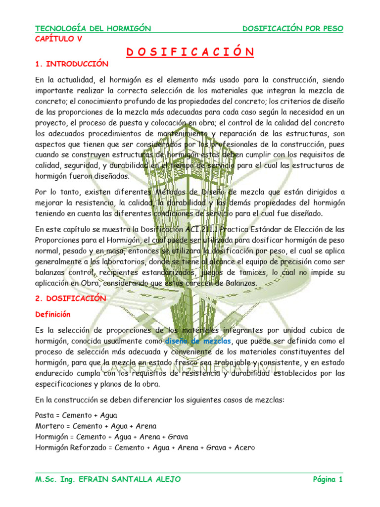 Dosificación de Hormigón | PDF | Hormigón | Ingeniería de Edificación
