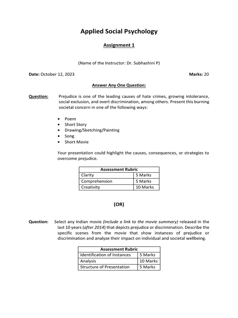 Applied Social Psychology Assignment | PDF Applied Social Psychology Assignment | PDF
