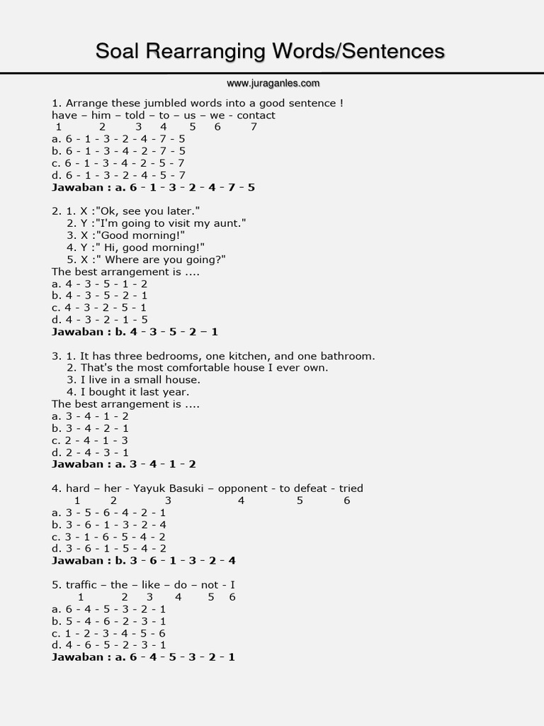 Soal Rearranging Words and Sentences | PDF | Radio | Electronics