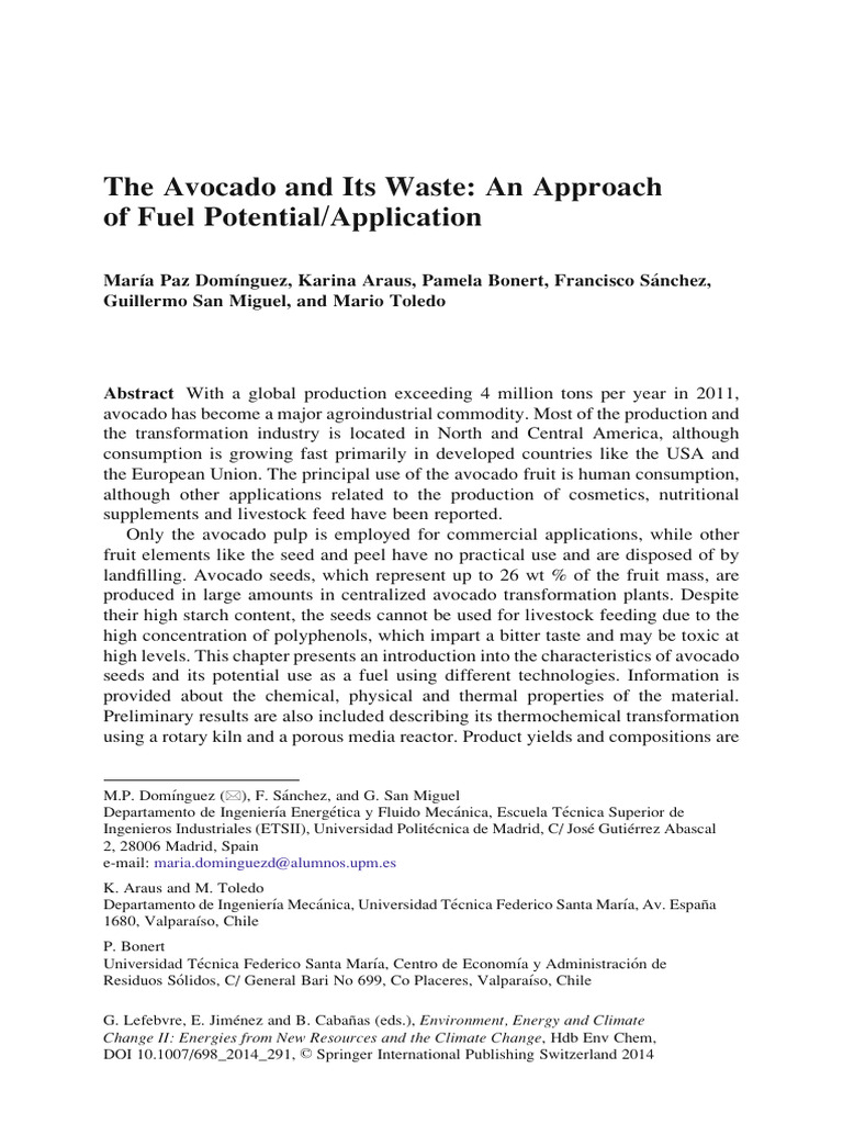 Avocado Waste Fuel Potential | PDF | Avocado | Biodiesel