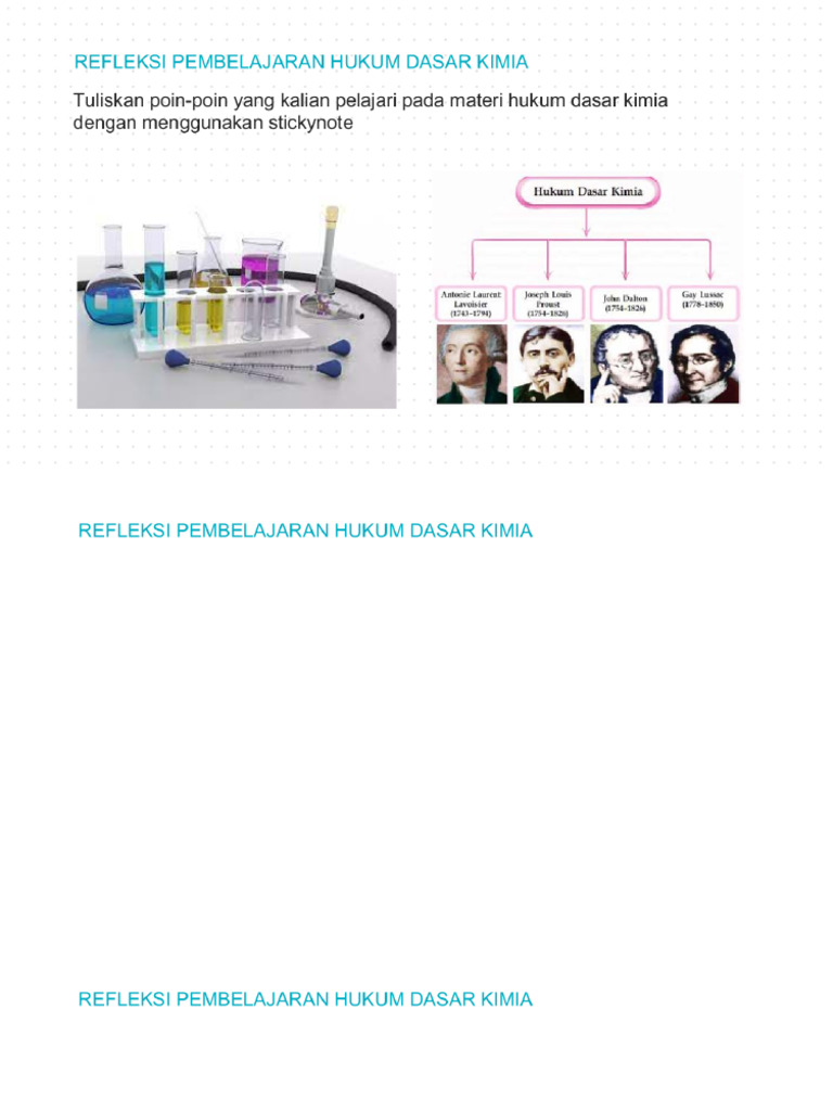 Refleksi Pembelajaran Hukum Dasar Kimia - I Gede Mendera | PDF