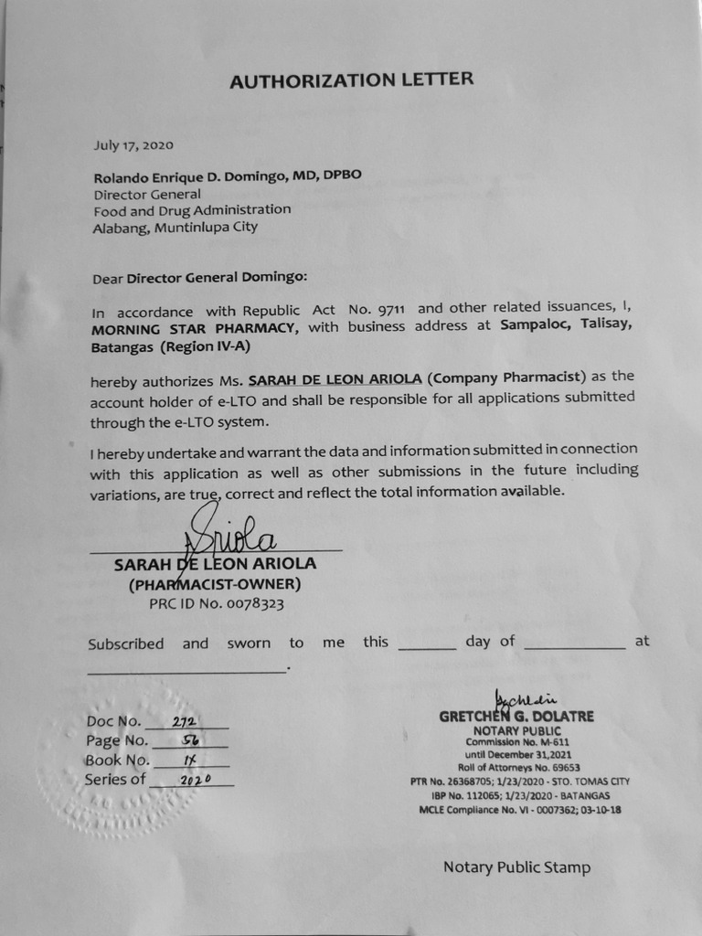 Authorization Letter | PDF