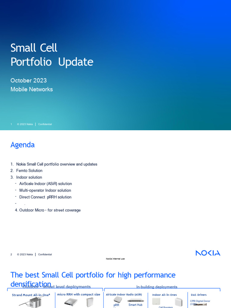 Nokia Small Cell Portfolio - Oct 2023.pptx - 1 | PDF | Lte (Telecommunication) | 4 G