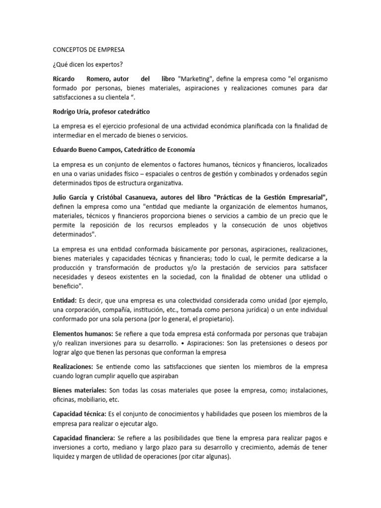 Conceptos de Empresa | PDF | Business | Bienes