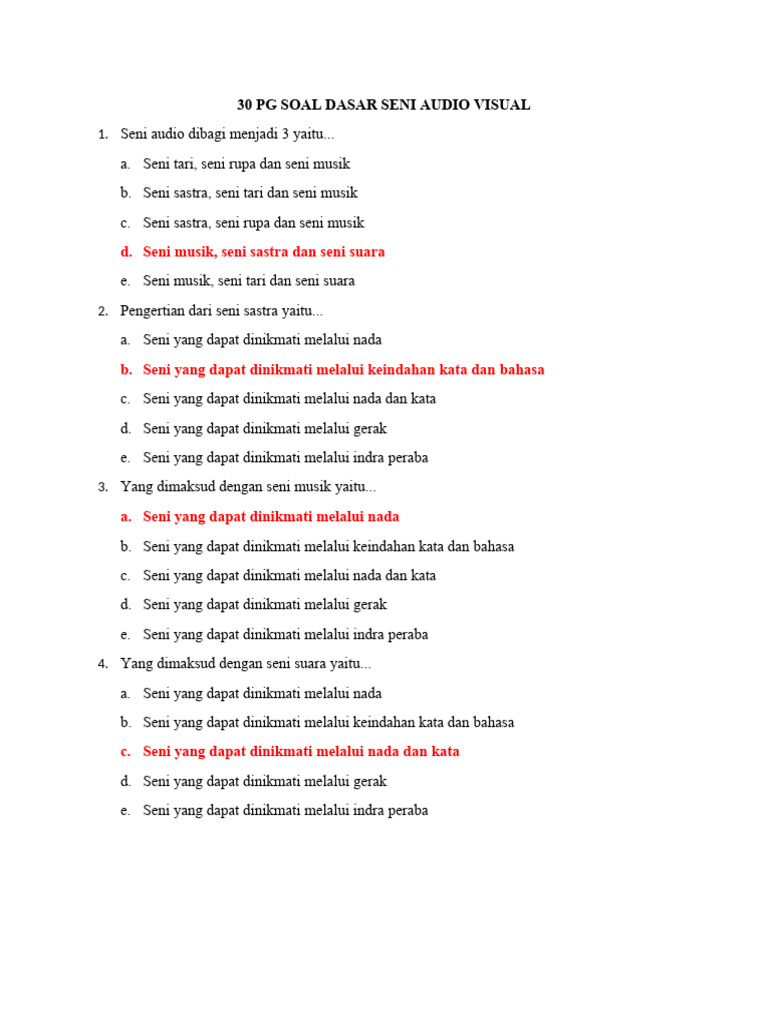 Soal Uas Dasar Seni Audio Visual | PDF