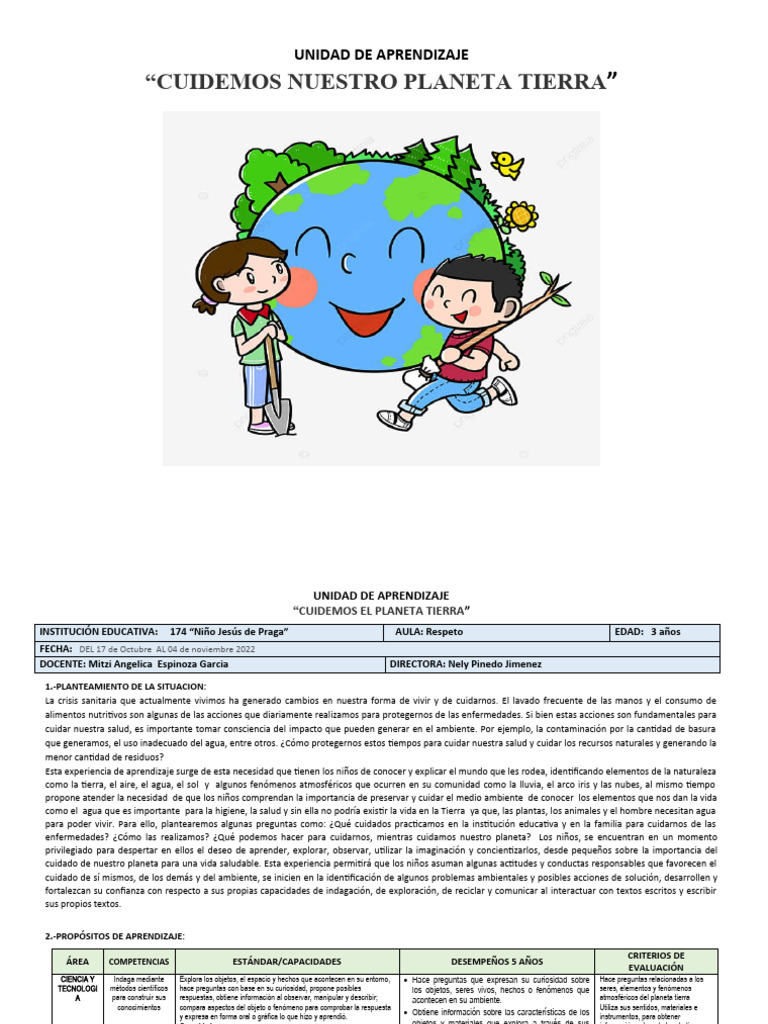 Ua Cuidemos El Planeta Tierra Ok | PDF | Aprendizaje | Agua