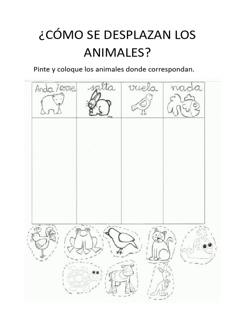 FICHA 4 CÓMO SE DESPLAZAN LOS ANIMALES | PDF