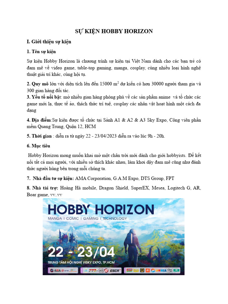 SỰ KIỆN HOBBY HORIZON | PDF