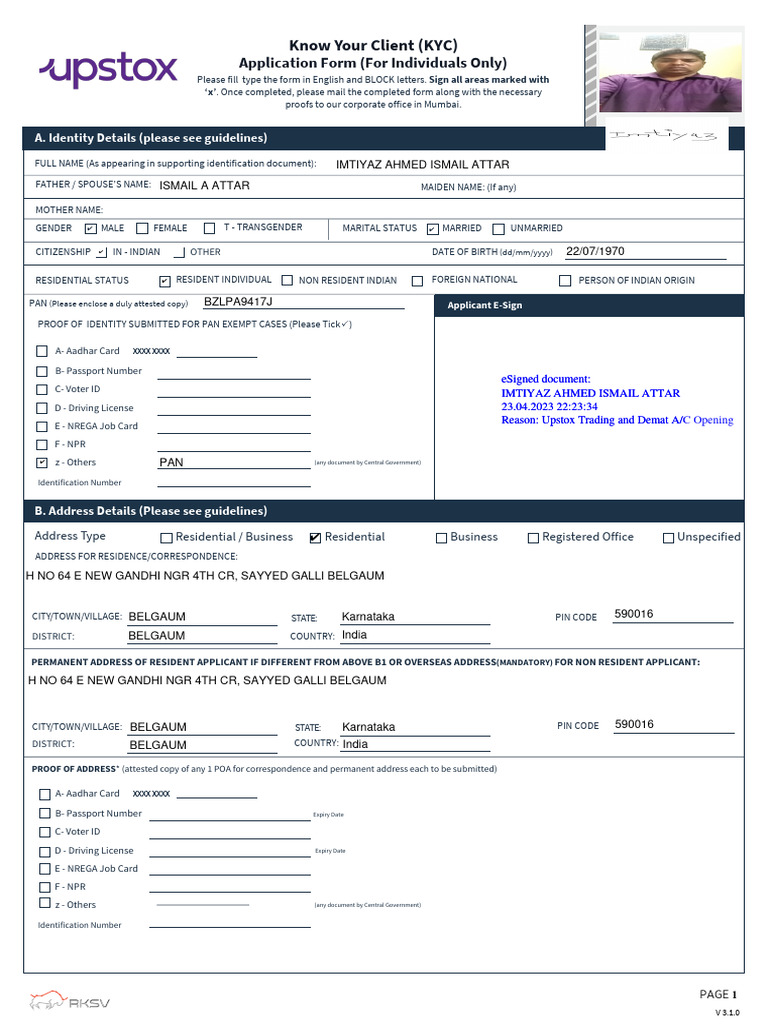 Account Opening Form | PDF | Identity Document | Business