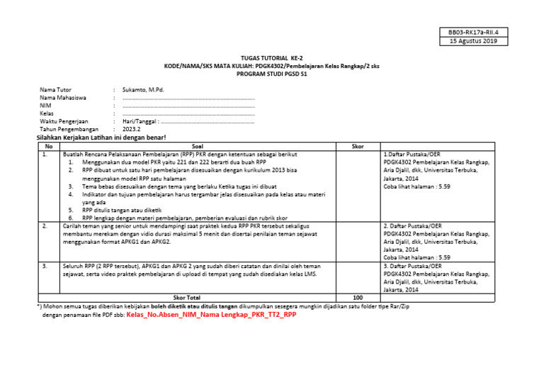 (II) LMS Tugas Tutorial 2 PKR | PDF