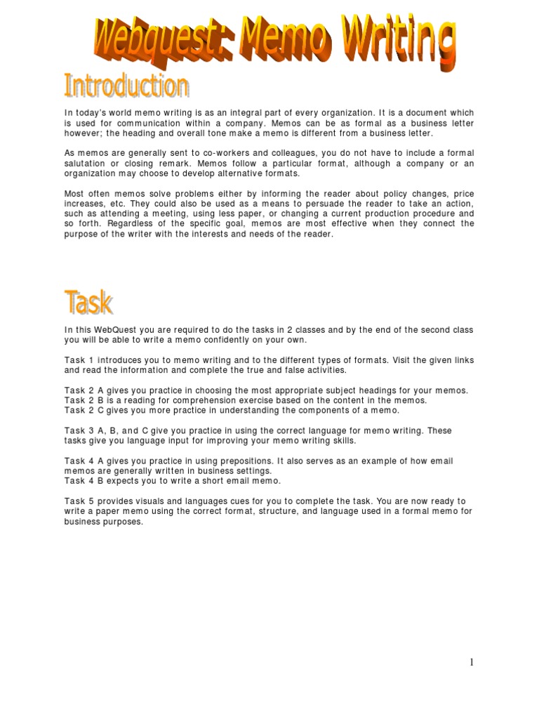 Memo Writing PDF Memorandum Reading Comprehension