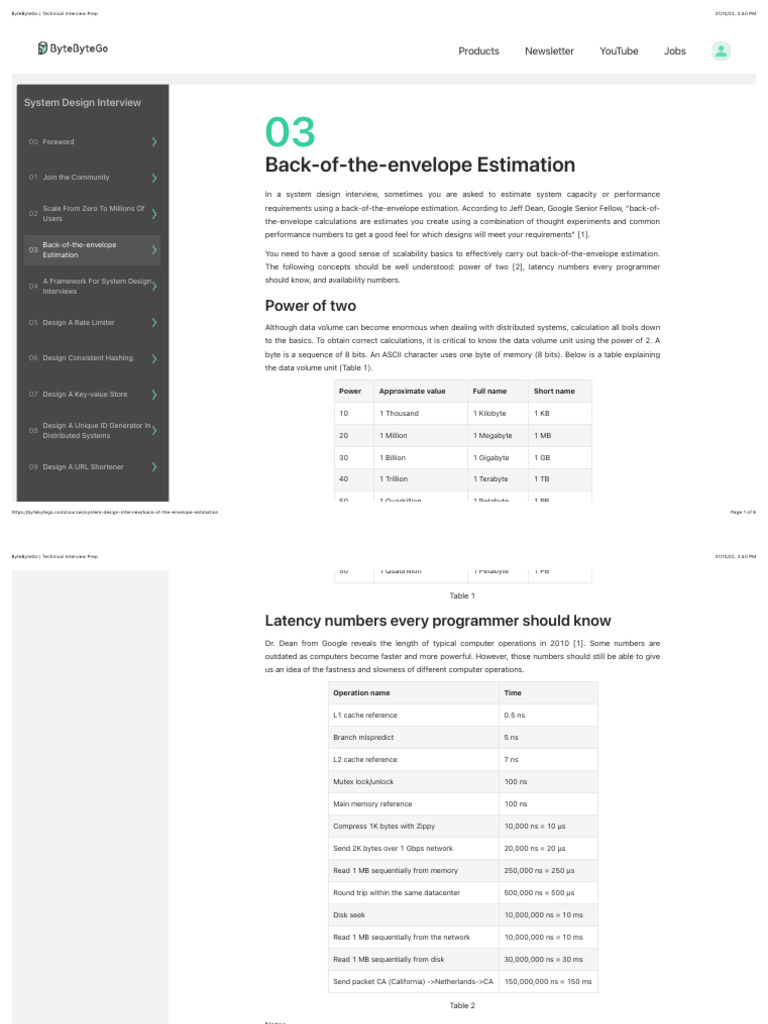 03 Back of The Envelope Estimation | PDF | Byte | Service Level Agreement