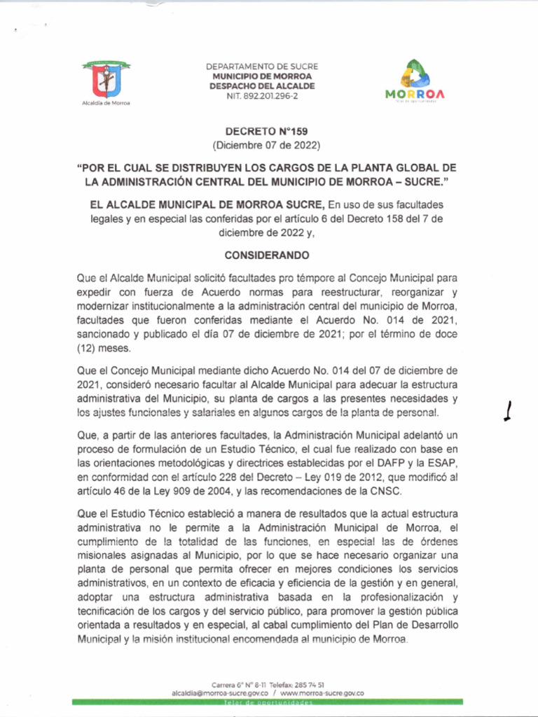 Decreto N 159 de 2022 | PDF