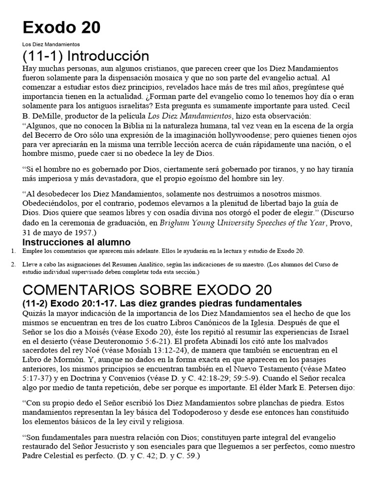 Exodo 20 | PDF | Diez Mandamientos | Libro del éxodo