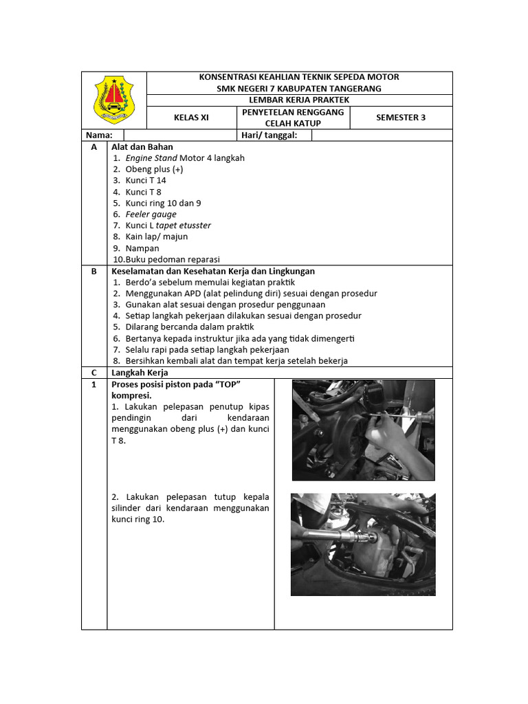 Prosedur Penyetelan Celah Katup Motor | PDF
