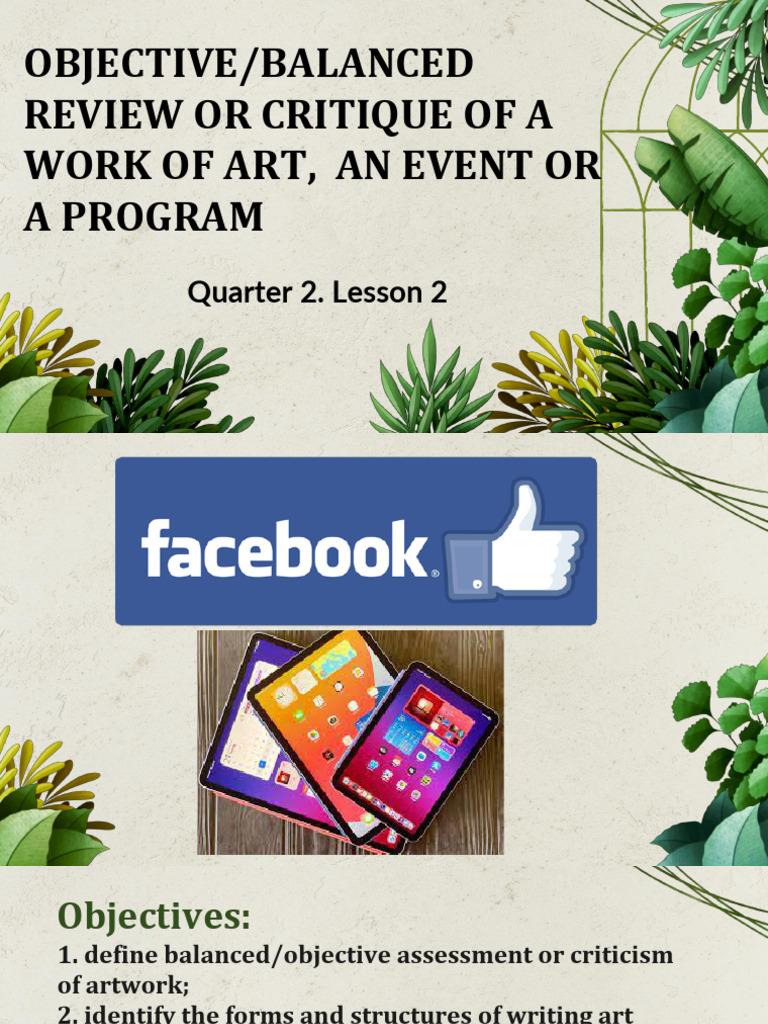 Quarter 2.lesson 2.objective or Balanced Review | PDF | Paintings ...