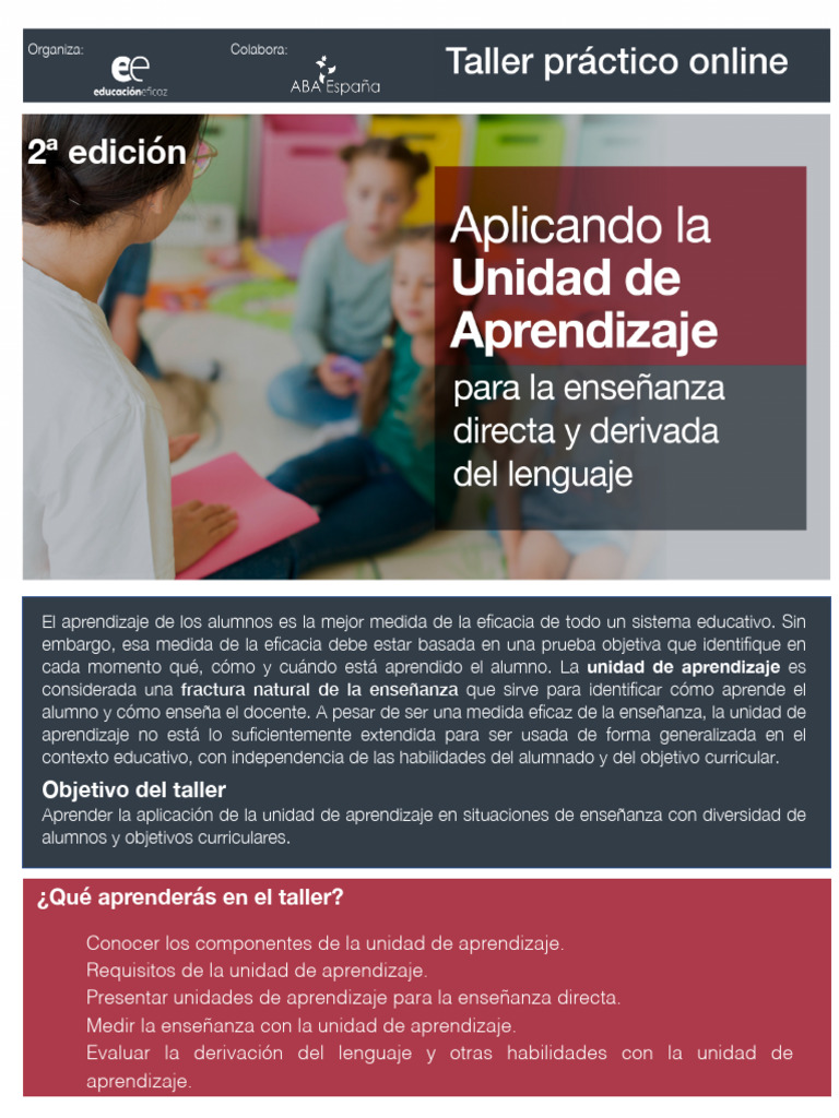 Programa Taller Aplicando La Unidad de Aprendizaje 2 Edición | PDF | Enseñando | Aprendizaje