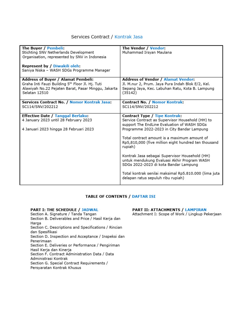 SC114 - BDL SPV HH - Muhammad Irsyan | PDF | Employment | Indemnity