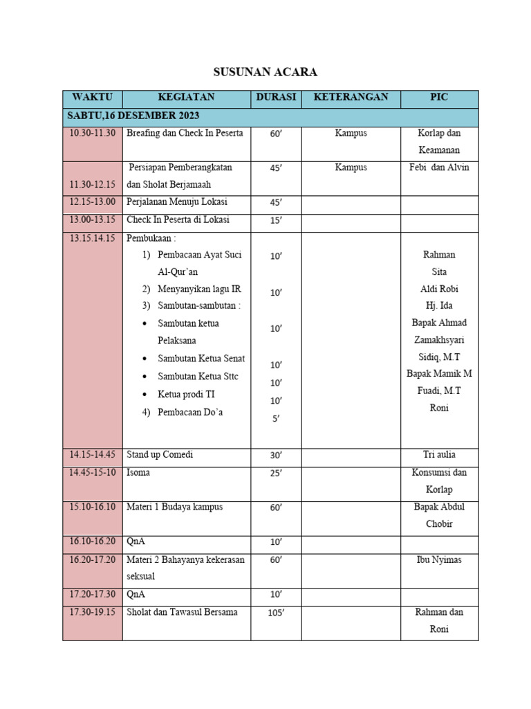 Rundown Acara Makrab 2023 | PDF