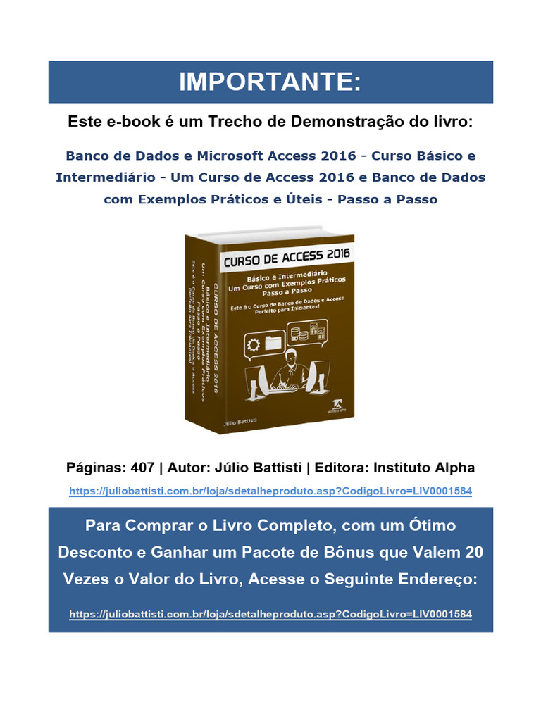 Access 2016 - Básico e Intermediário - Trecho de Demonstração | PDF ...