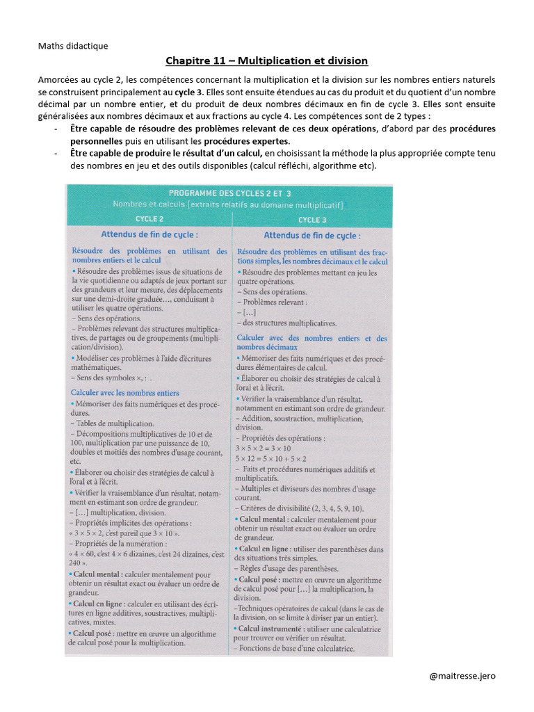 11 Multiplication Et Division | PDF | Division | Multiplication