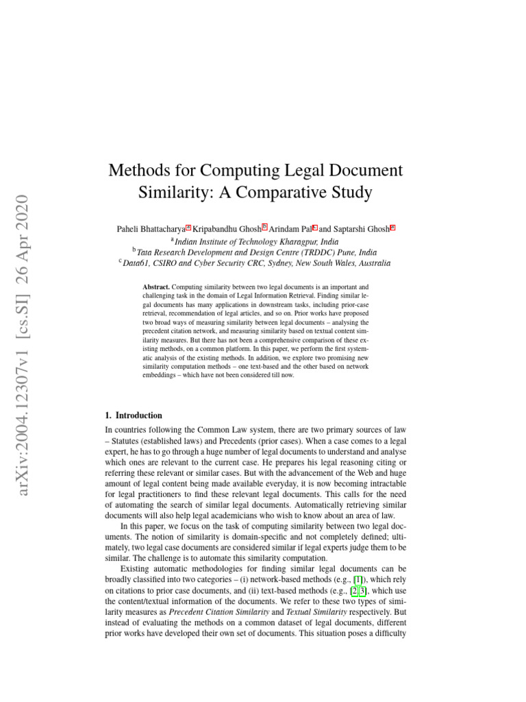 CNeRG-Methods For Computing Legal Document Similarity | PDF | Vertex (Graph Theory)