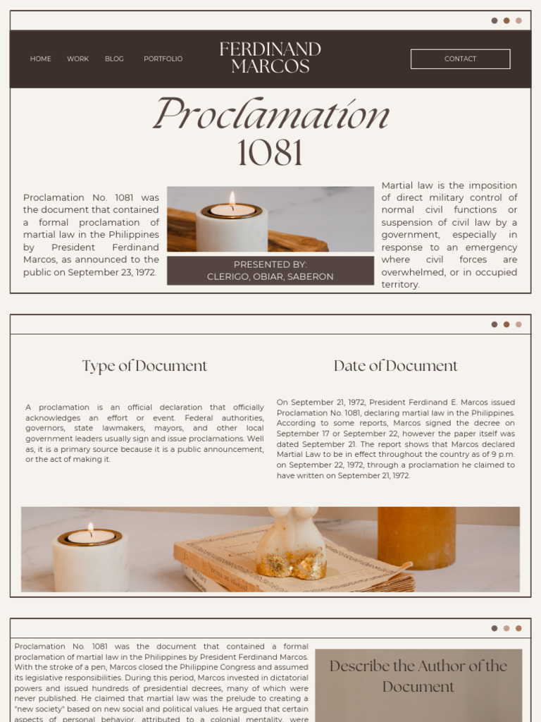 Comprehensive Analysis of Selected Historical Sources Proclamation 1081 | PDF | Justice | Crime ...