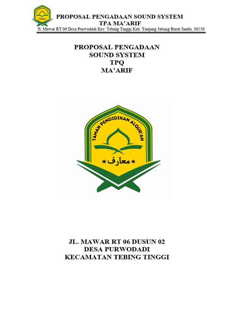 Proposal Pengadaan Sound Tpa Maarif | PDF