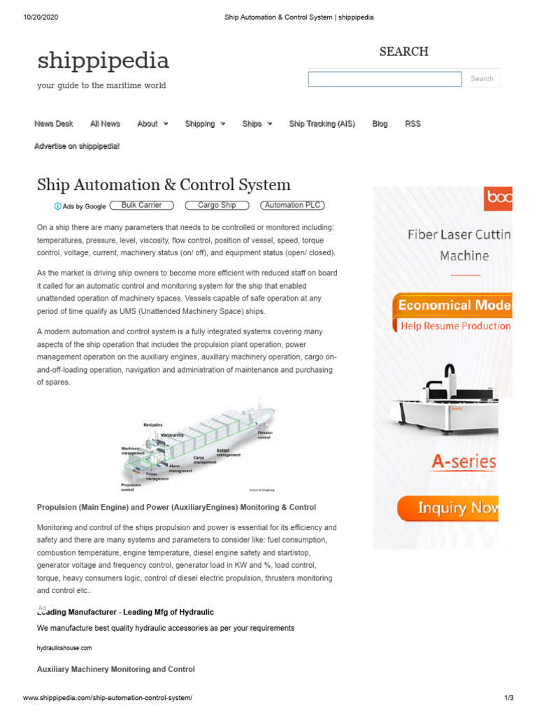 Ship Automation & Control System - Shippipedia | PDF | Marine ...