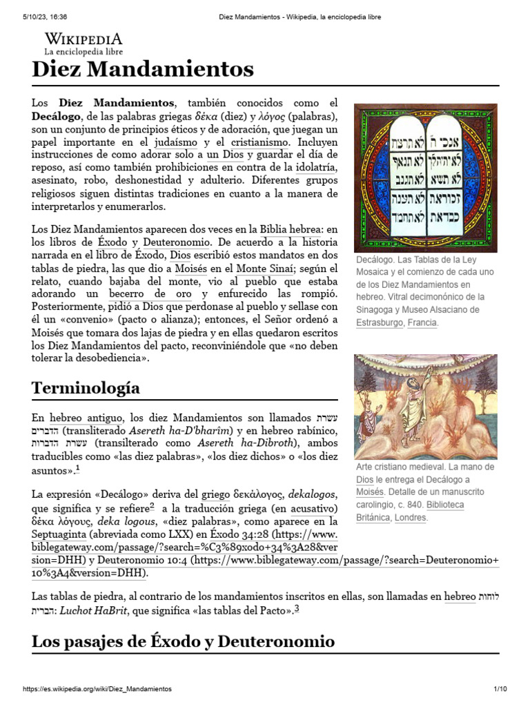 Los Diez Mandamientos | PDF | Diez Mandamientos | Creencia religiosa y doctrina