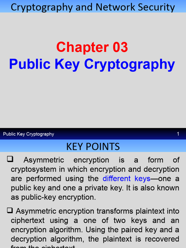 Chapter - 03 - Public Key Cryptography | PDF | Public Key Cryptography | Cryptography