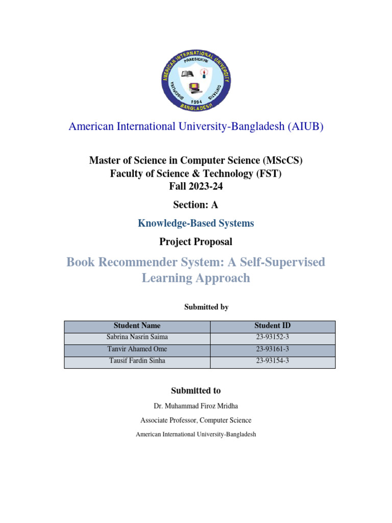 Book Recommender System - A Self-Supervised Learning Approach | PDF | Information Science ...