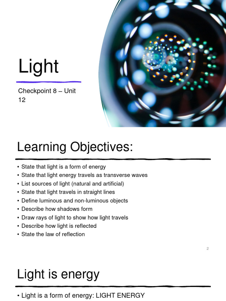 CP8 Unit12 LIGHT Notes | PDF | Light | Reflection (Physics)