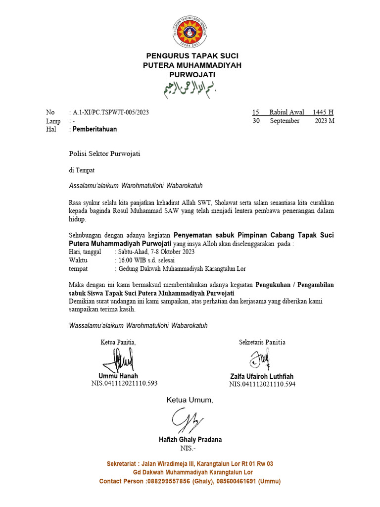 003 Surat Pemberitahuan Pengukuhan | PDF