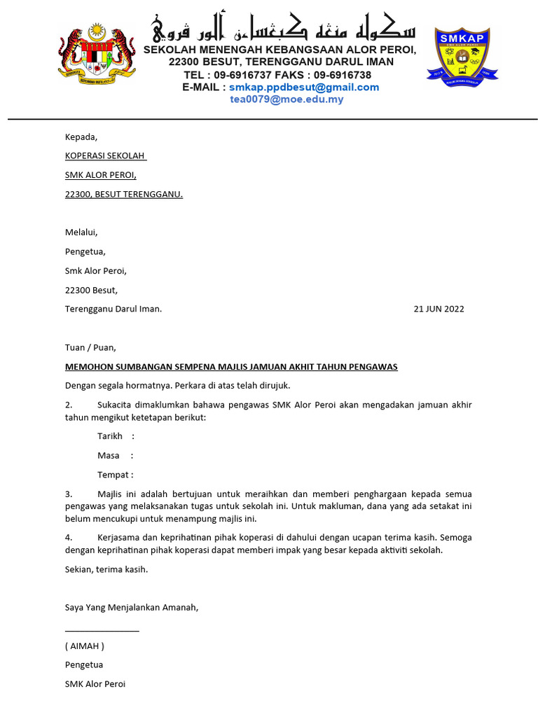 Surat Jamuan Akhir Tahun | PDF