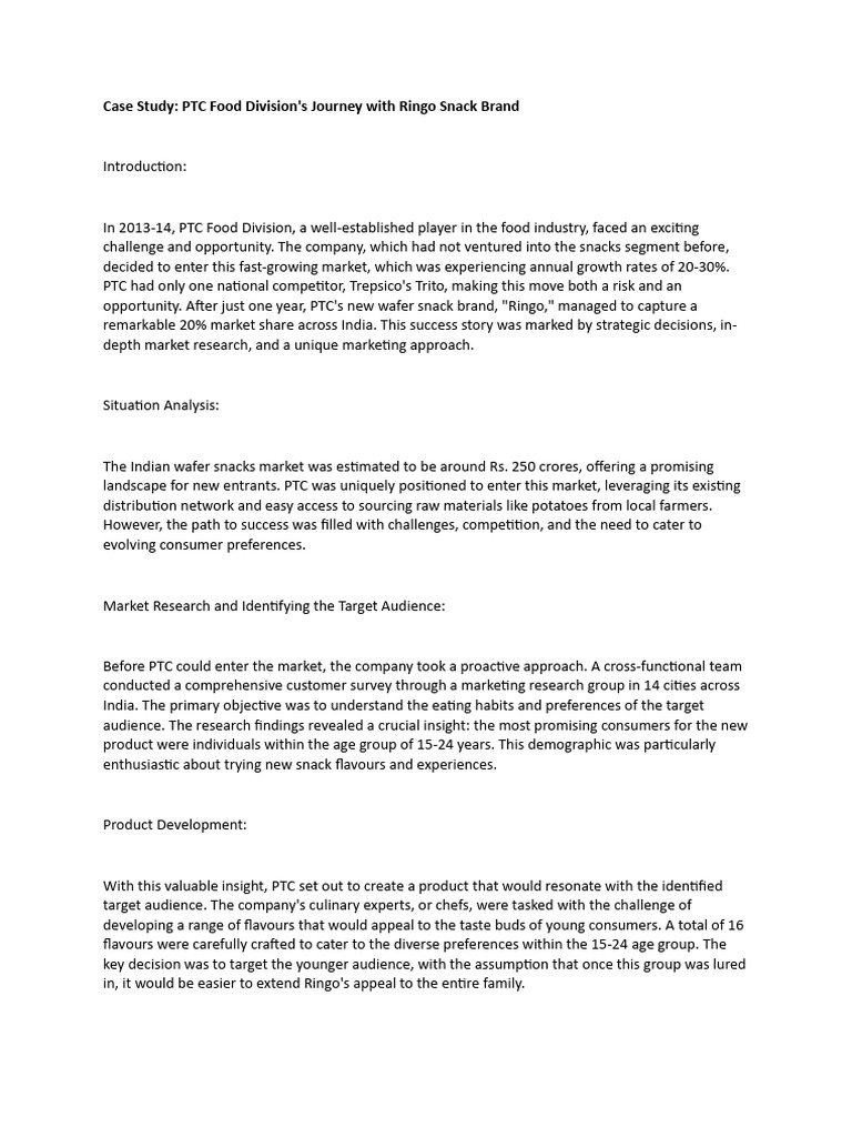 Case Study - PTC Foods | PDF | Target Audience | Marketing