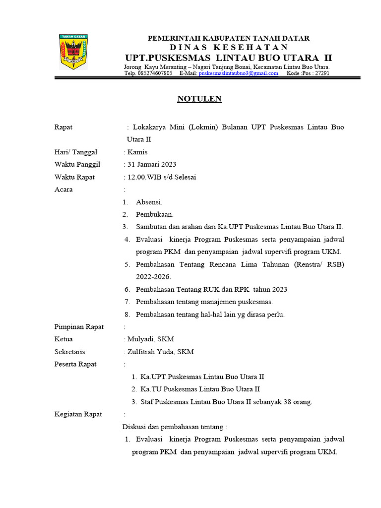 Notulen Rapat .2023 ( (Sesuai - TTN) .Ok | PDF