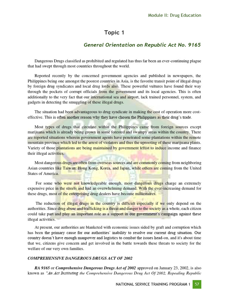 Drug Education and RA 9165 Overview | PDF